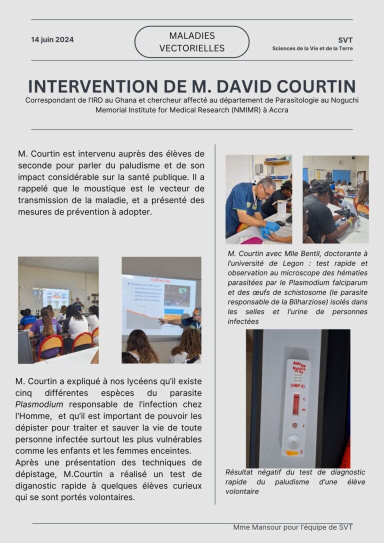 Activité SVT: Intervention de M. David COURTIN sur les maladies ...
